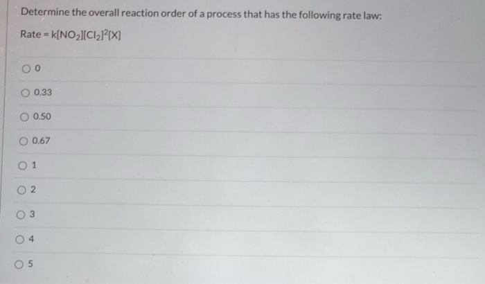 Solved Determine the overall reaction order of a process | Chegg.com