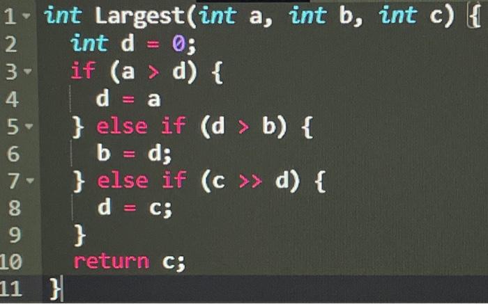 Solved Debug A Function Called Largest Which Takes Three 5723