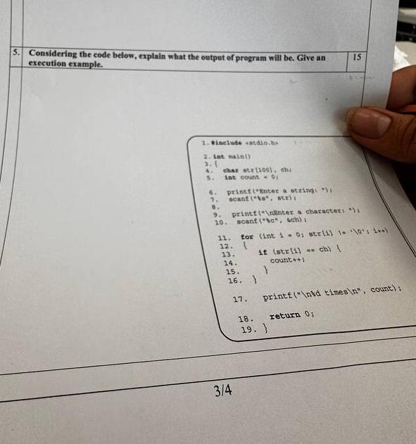 Solved \table[[5. ﻿Considering the code below, explain what | Chegg.com