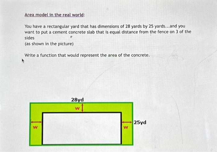Solved Area model in the real world: You have a rectangular | Chegg.com