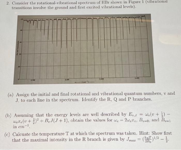 Solved 2. Consider the rotational-vibrational spectrum of | Chegg.com