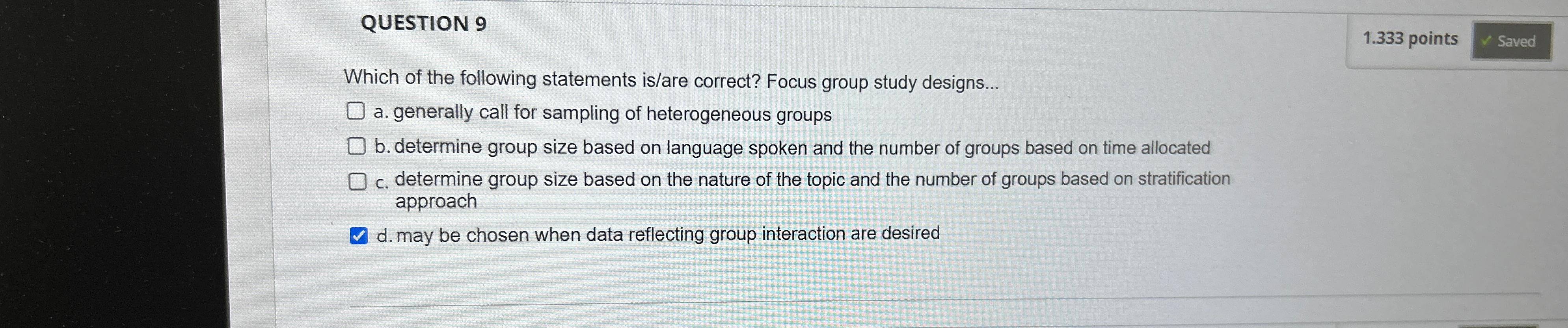 Solved QUESTION 91.333 ﻿pointsWhich of the following | Chegg.com
