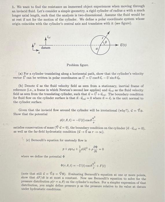 Solved 1. We want to find the resistance an immersed object | Chegg.com