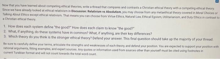 Now that you have learned about competing ethical | Chegg.com