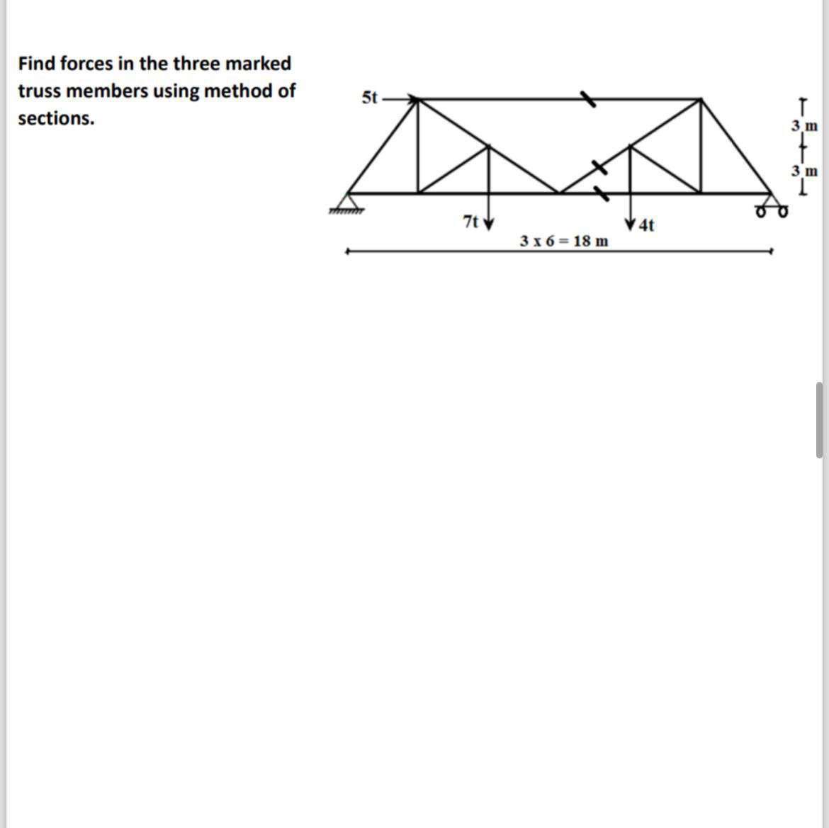 Solved Find forces in the three marked truss members using | Chegg.com