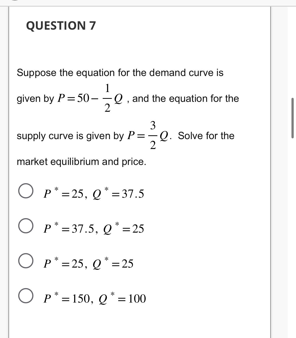 Solved QUESTION 7Suppose the equation for the demand curve | Chegg.com