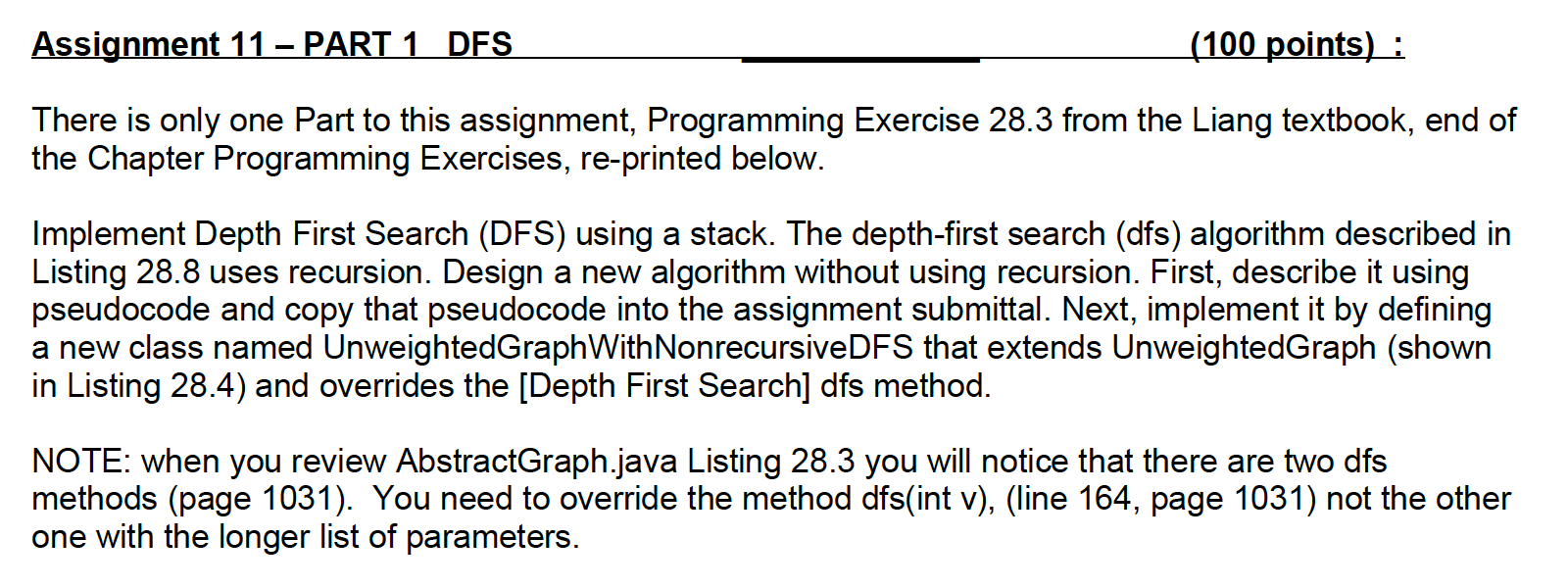 Solved In Java please. Assignment 11 - ﻿PART 1 ﻿DFS(100 | Chegg.com