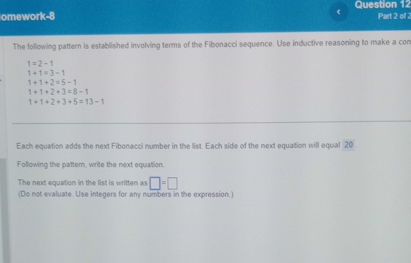 Solved omework-8Question 12Part 2 ﻿or:The following pattern | Chegg.com