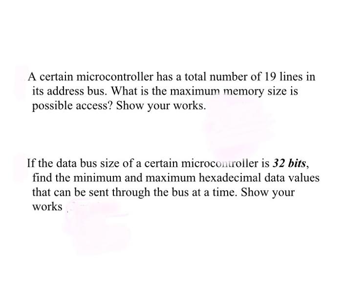 Solved A certain microcontroller has a total number of 19 | Chegg.com