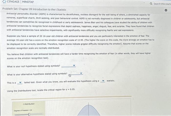 Problem Set: Chapter 09 Introduction to the t | Chegg.com