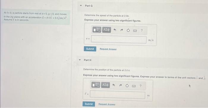 Solved At t=0, a particle starts from rest at x=0,y=0, and | Chegg.com