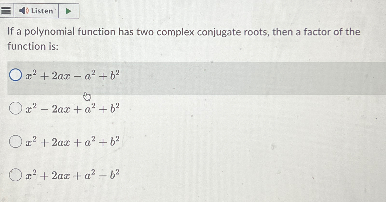 Solved If a polynomial function has two complex conjugate | Chegg.com