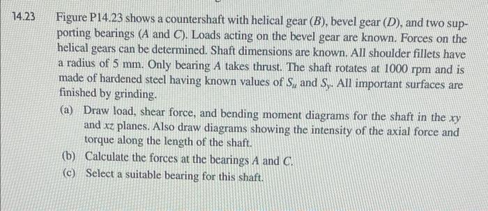 Solved 14.23 Figure P14.23 shows a countershaft with helical | Chegg.com
