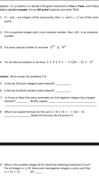 Solved Actions For Problems 1 4 Decide If The Given