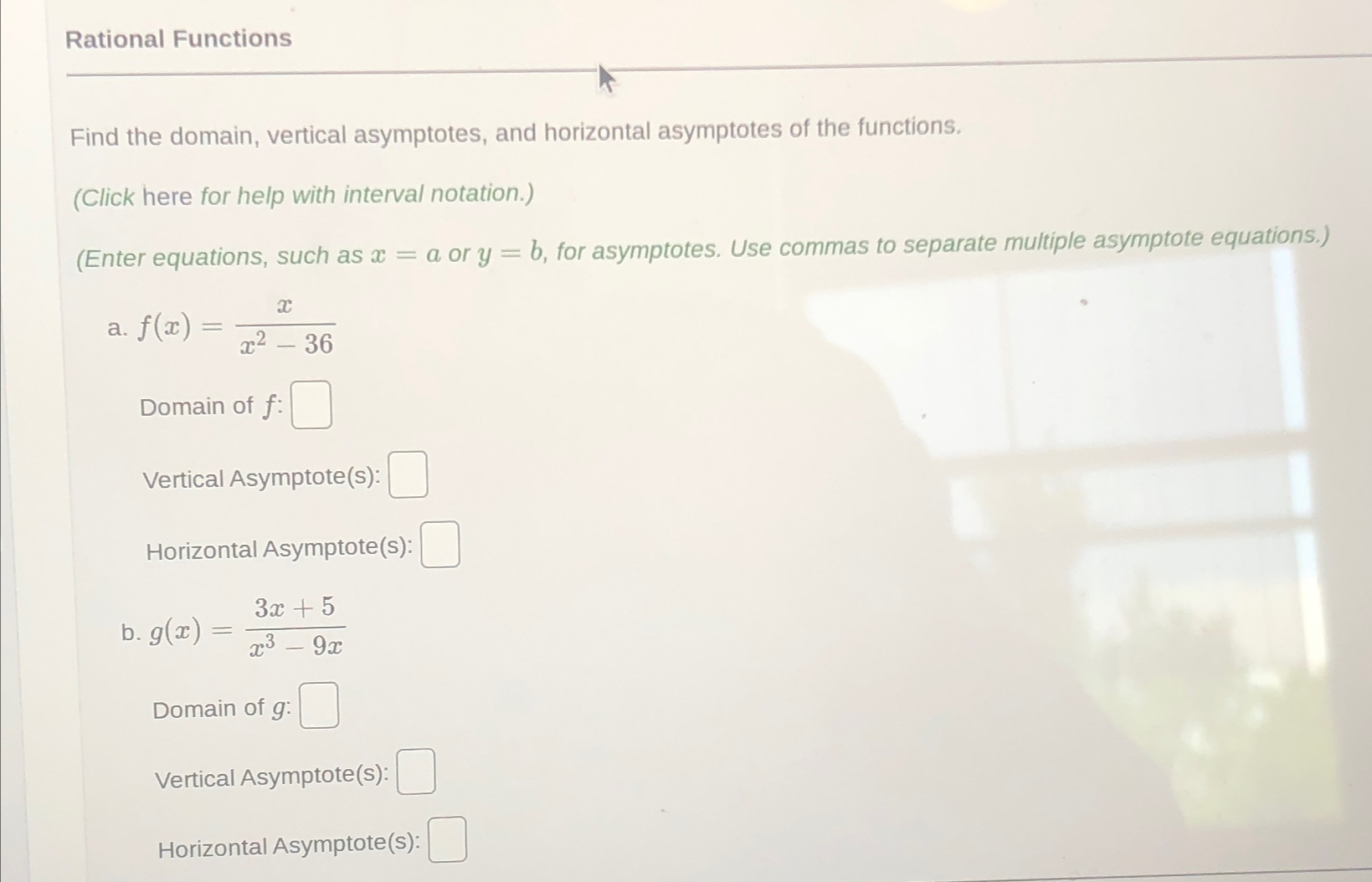 Solved Rational FunctionsFind the domain, vertical | Chegg.com