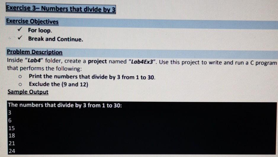 Solved Exercise 3- Numbers that divide by 3 Exercise | Chegg.com