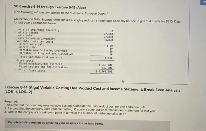 Solved Required information SB Exercise 6-14 through | Chegg.com