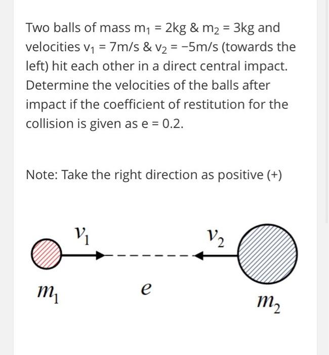 Solved Two balls of mass m1 = 2kg & m2 = 3kg and velocities | Chegg.com