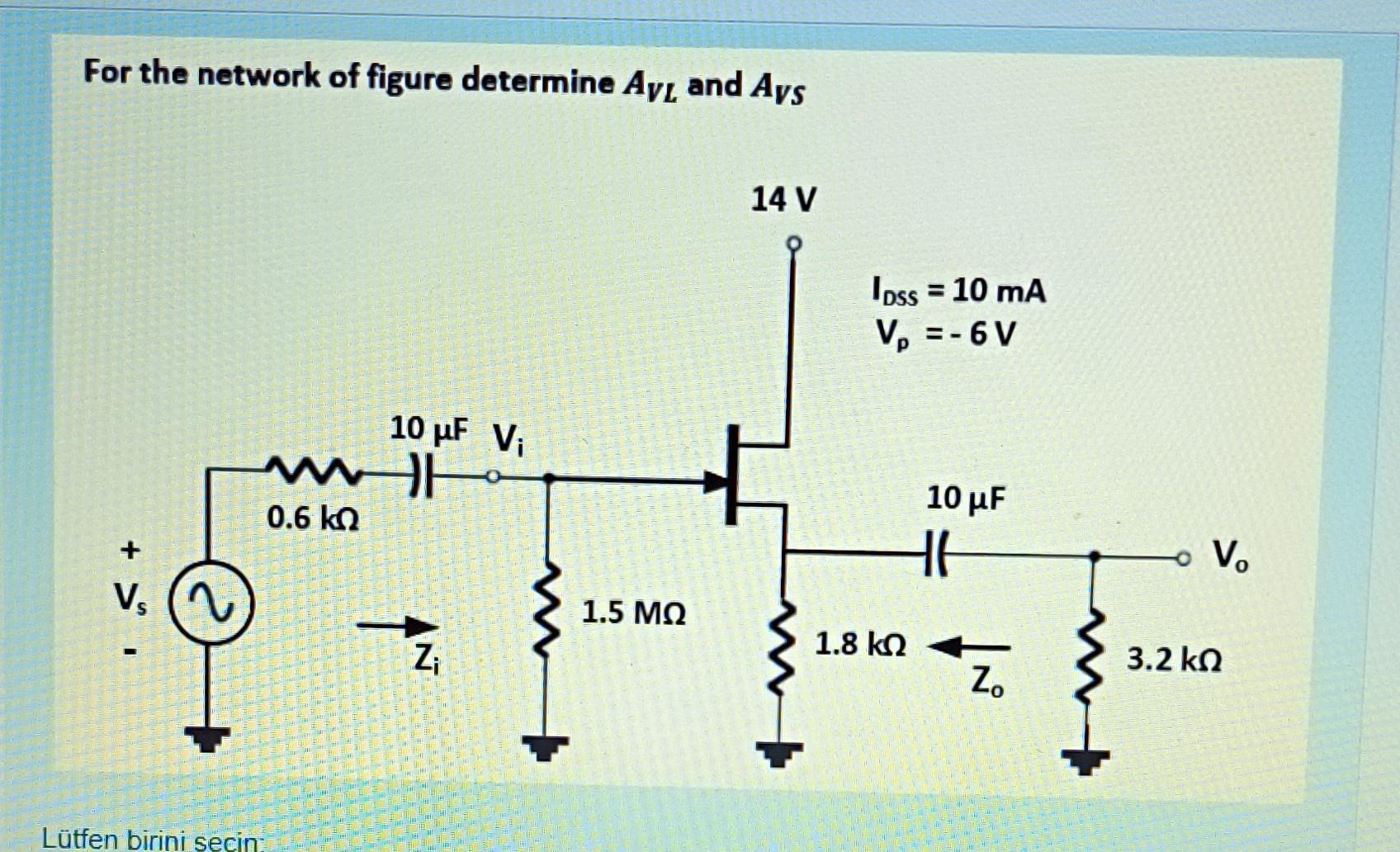 Solved For the network of figure determine AVL and AVS | Chegg.com