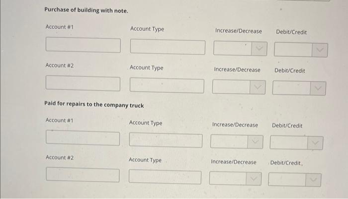 Solved Account #1 Account #2 Account Type Increase/Decrease | Chegg.com