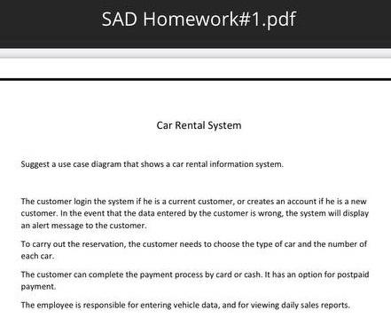 Suggest a use case diagram that shows a car rental | Chegg.com