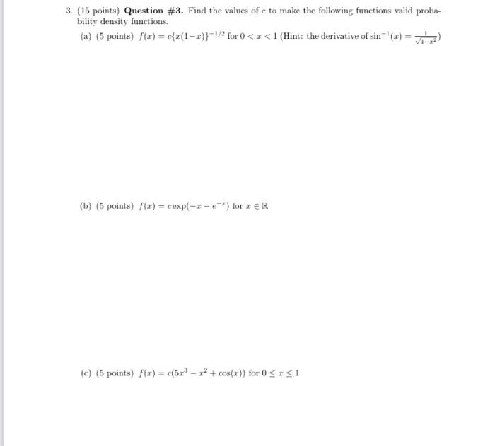 Solved 3. (15 points) Question \#3. Find the values of c to | Chegg.com