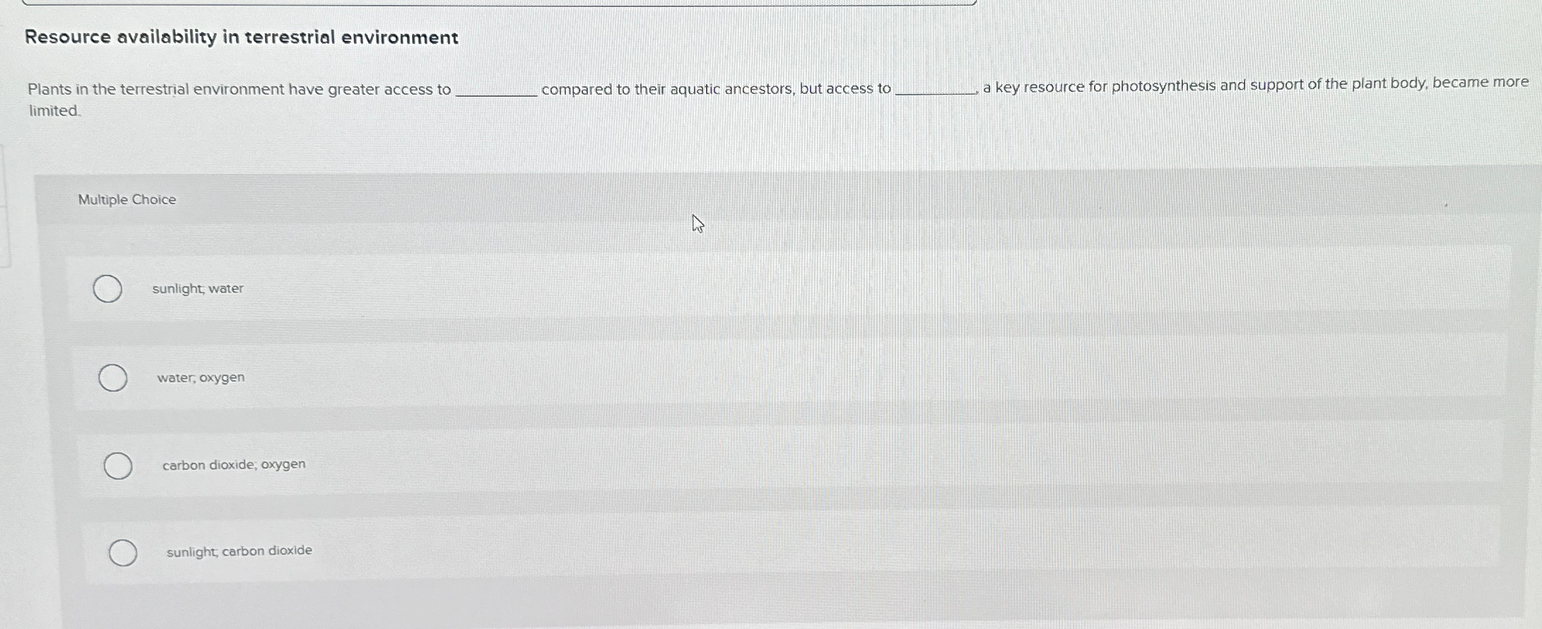 Solved Resource availability in terrestrial | Chegg.com