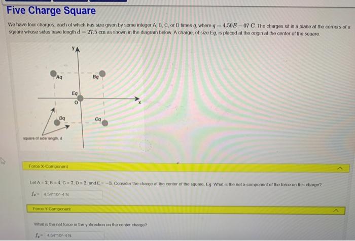 Solved Five Charge Square We have four charges, each of | Chegg.com