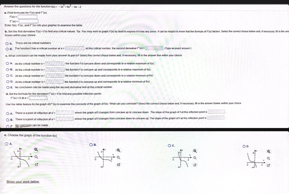 Solved e. ﻿Choose the graph of the function f(x)A.B.C.D. | Chegg.com