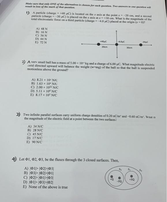 Solved 1) A particle (charge =+40μC ) is located on the x | Chegg.com