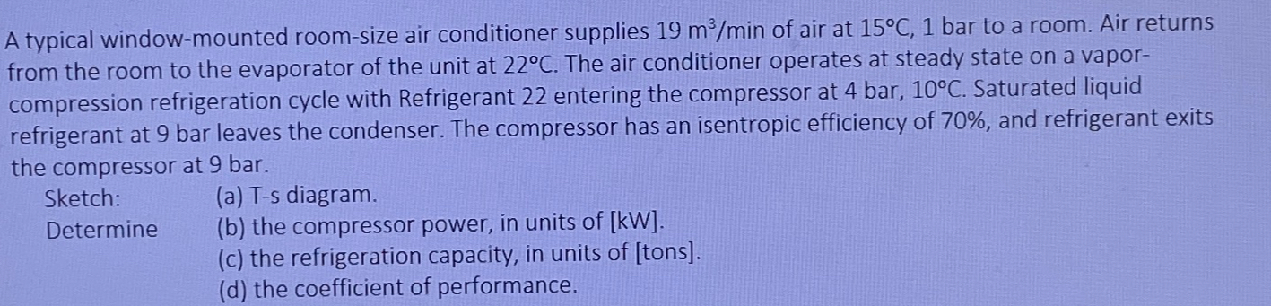 Solved A typical window-mounted room-size air conditioner | Chegg.com