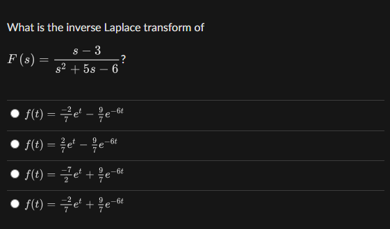 Solved What is the inverse Laplace transform | Chegg.com