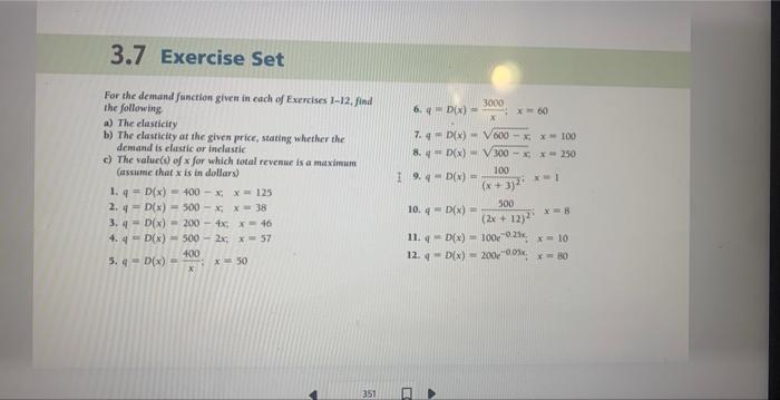 Solved For the demand fanction given in each of Exercises | Chegg.com