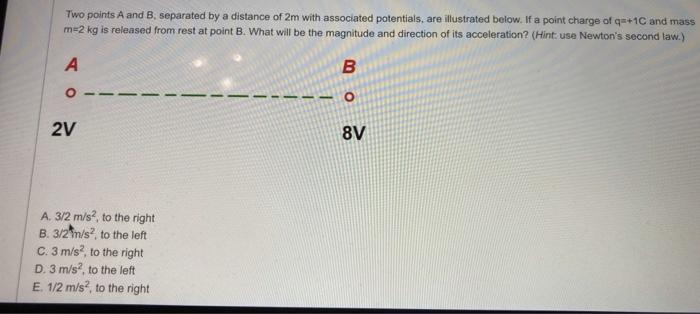 Solved Two points A and B; separated by a distance of 2 m | Chegg.com