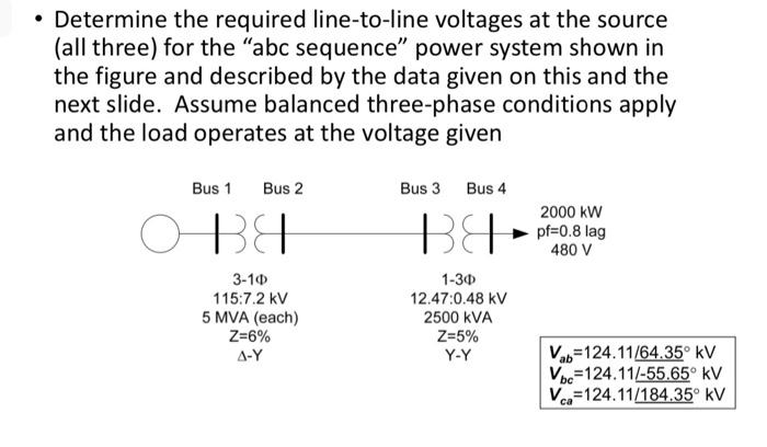 Solved • Determine the required line-to-line voltages at the | Chegg.com