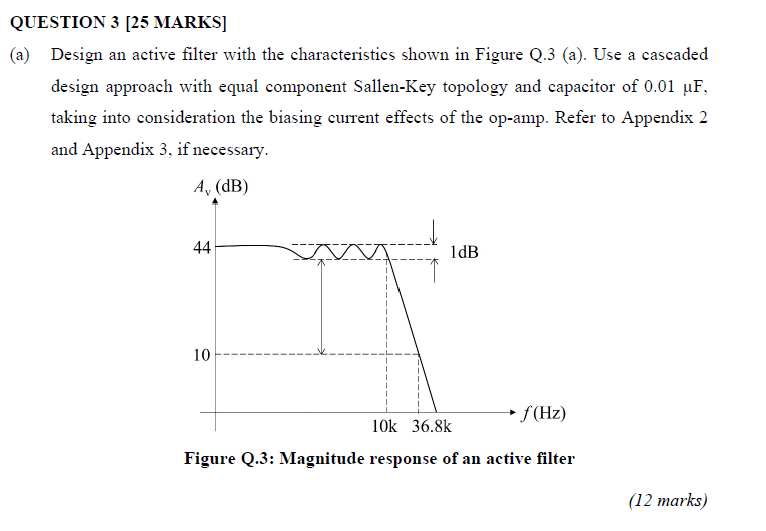 Solved QUESTION 3 [25 ﻿MARKS](a) ﻿Design an active filter | Chegg.com