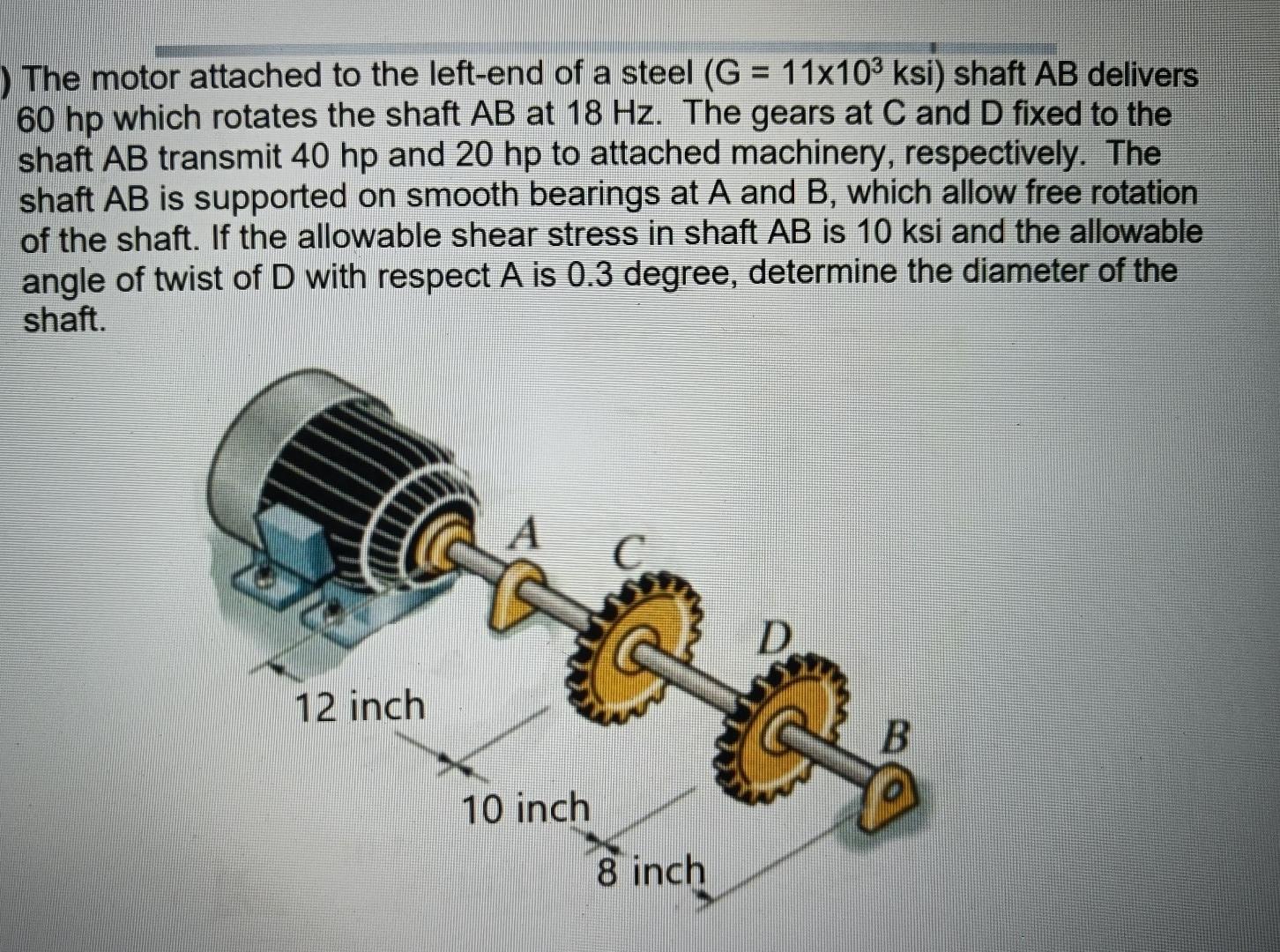 Solved The motor attached to the left-end of a steel | Chegg.com
