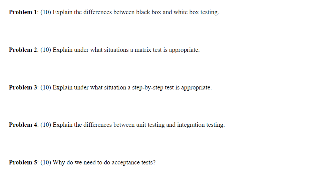 Solved Problem 1: (10) ﻿Explain the differences between | Chegg.com