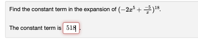 Solved The constant term is .Find the constant term in the | Chegg.com