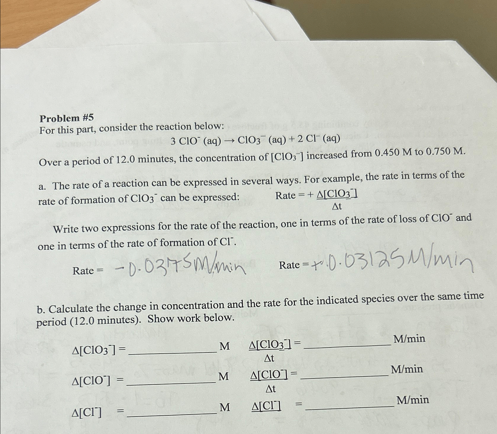 Solved Problem #5For this part, consider the reaction | Chegg.com