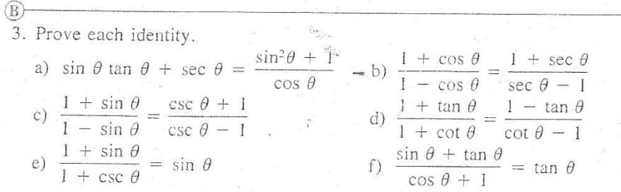 Solved B 3. Prove each identity. sin-0 + a) sin tan 9 to sec | Chegg.com