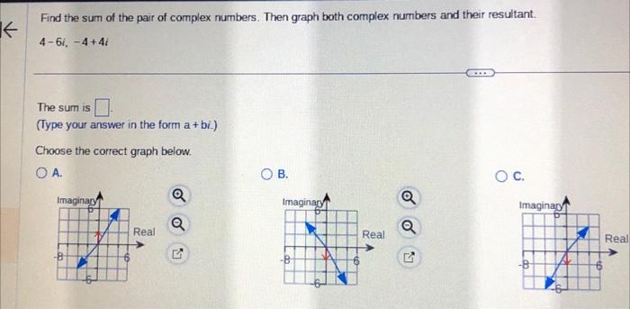 Solved Find the sum of the pair of complex numbers. Then | Chegg.com