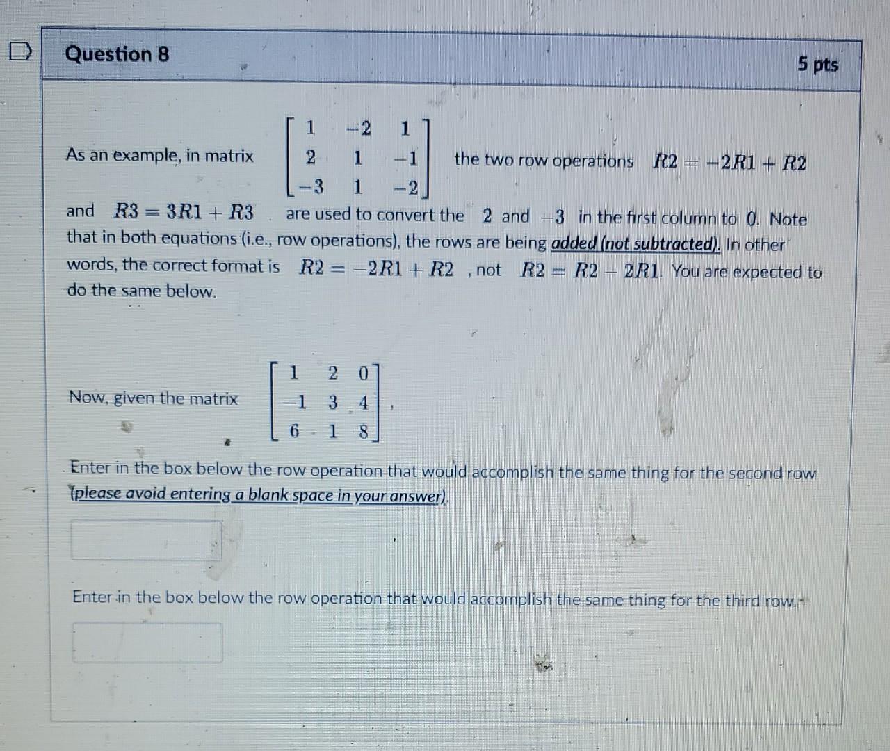 Solved given the matrix enter the row operati on that | Chegg.com