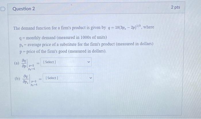 Solved The demand function for a firm's product is given by | Chegg.com