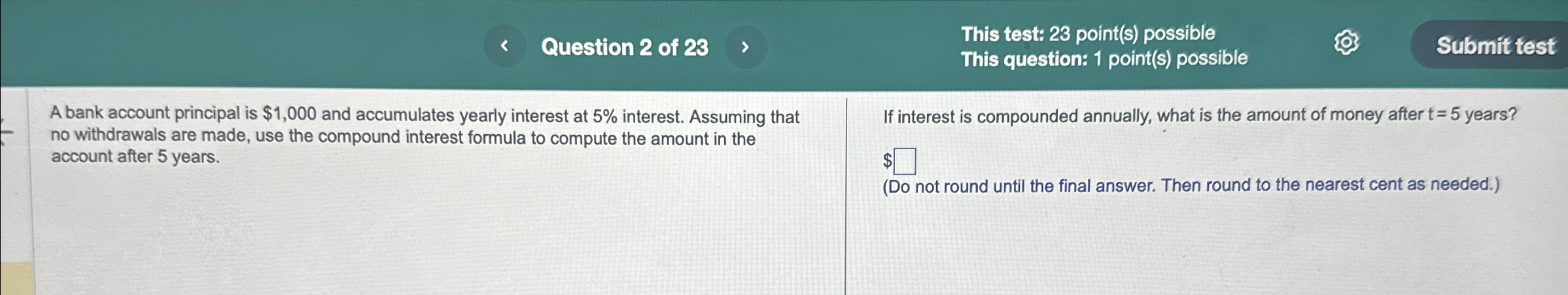 Solved Question 2 ﻿of 23This test: 23 ﻿point(s) | Chegg.com