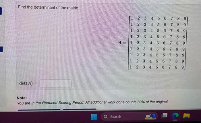 Solved Find the determinant of the matrix | Chegg.com