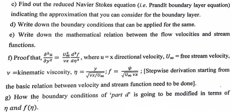 Solved c) ﻿Find out the reduced Navier Stokes equation (i.e. | Chegg.com