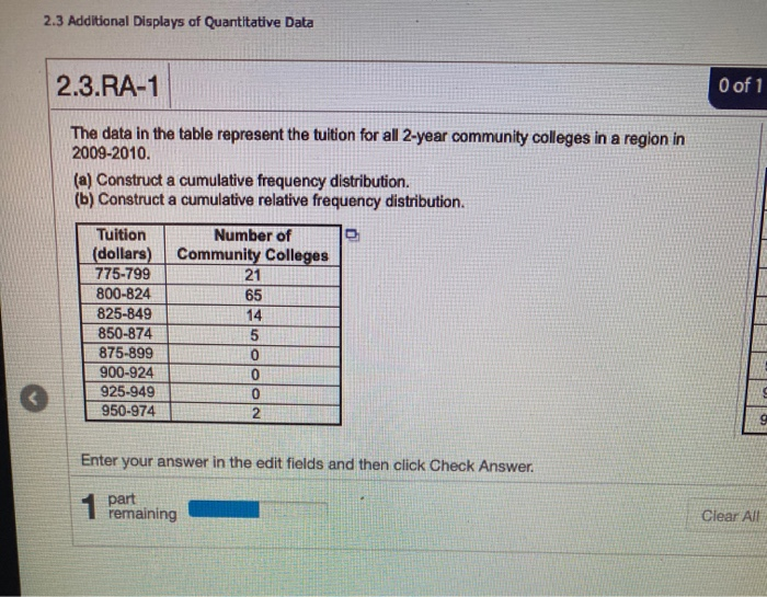 Solved 2.3 Additional Displays of Quantitative Data 2.3.RA-1 | Chegg.com