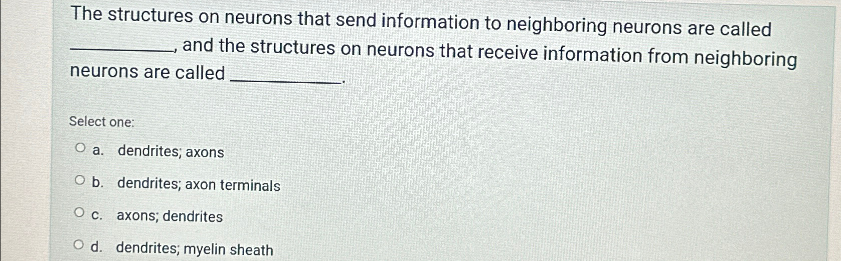 Solved The structures on neurons that send information to | Chegg.com