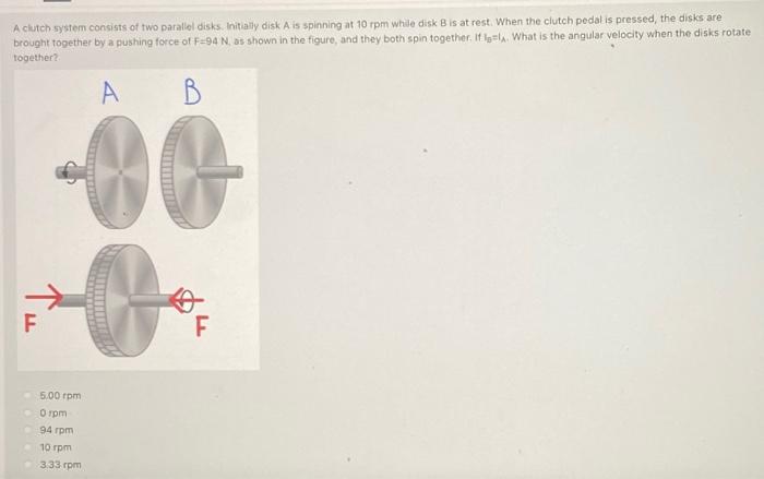 Solved A clutch system consists of two parallel disks. | Chegg.com